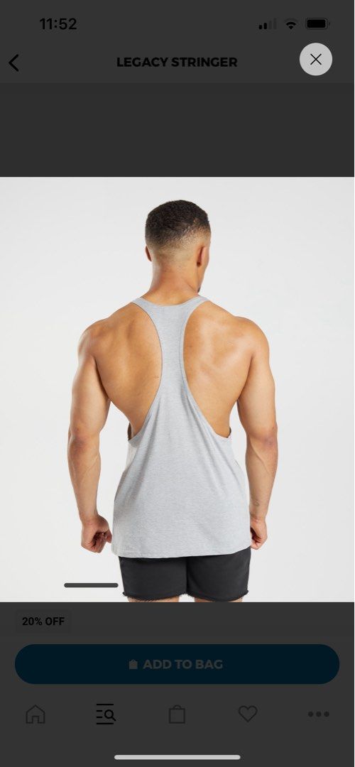 Gymshark Legacy Stringer, Men's Fashion, Activewear on Carousell