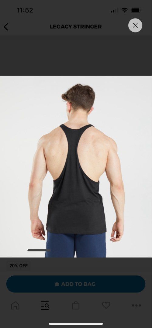 Gymshark Legacy Stringer, Men's Fashion, Activewear on Carousell