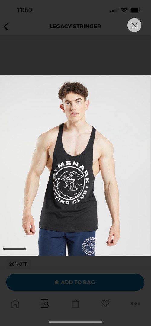 Gymshark Legacy Stringer, Men's Fashion, Activewear on Carousell