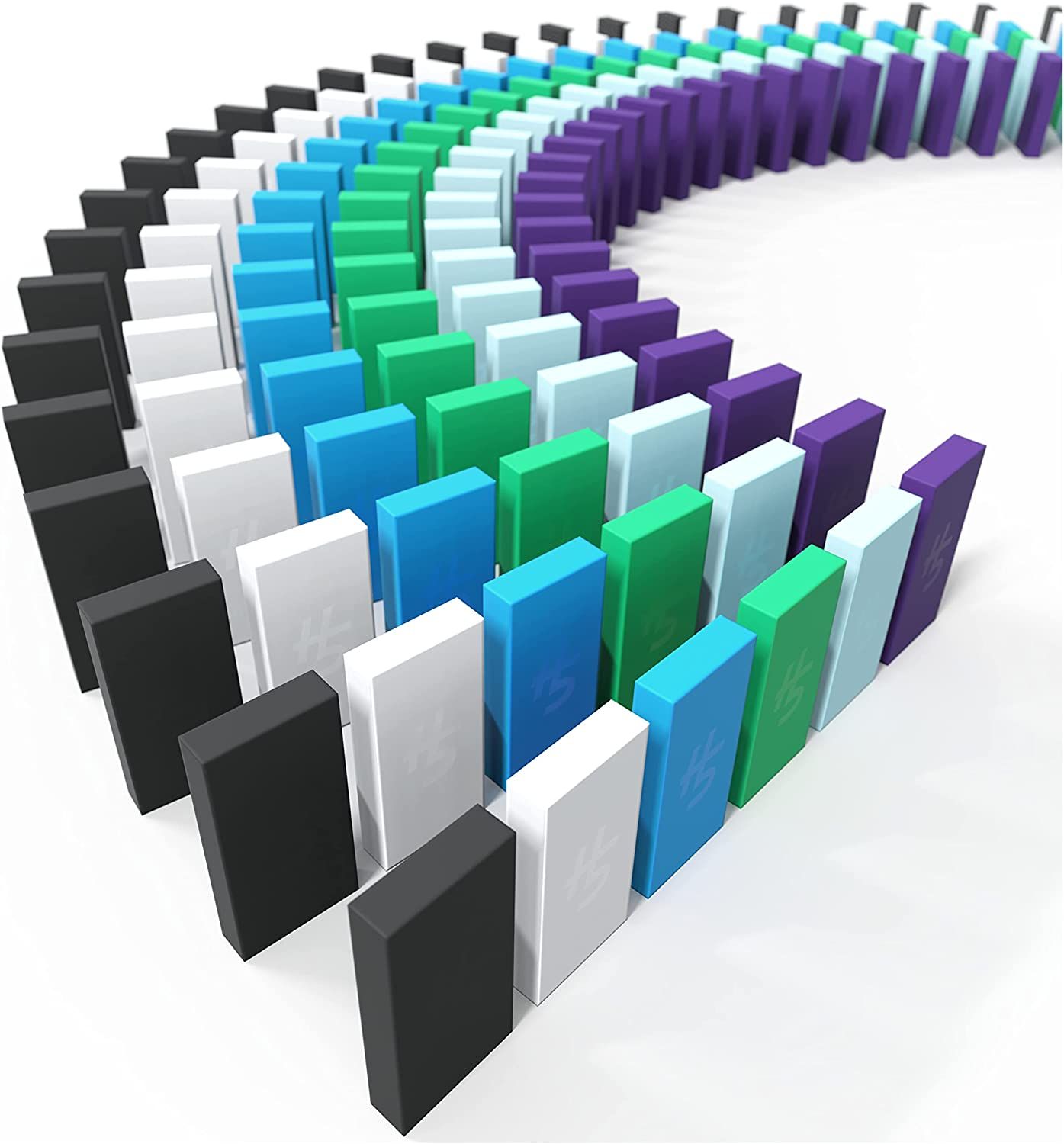 H5 Domino Creations, 3-Pack Bundle of 60-Piece Colorful Dominoes Set ...