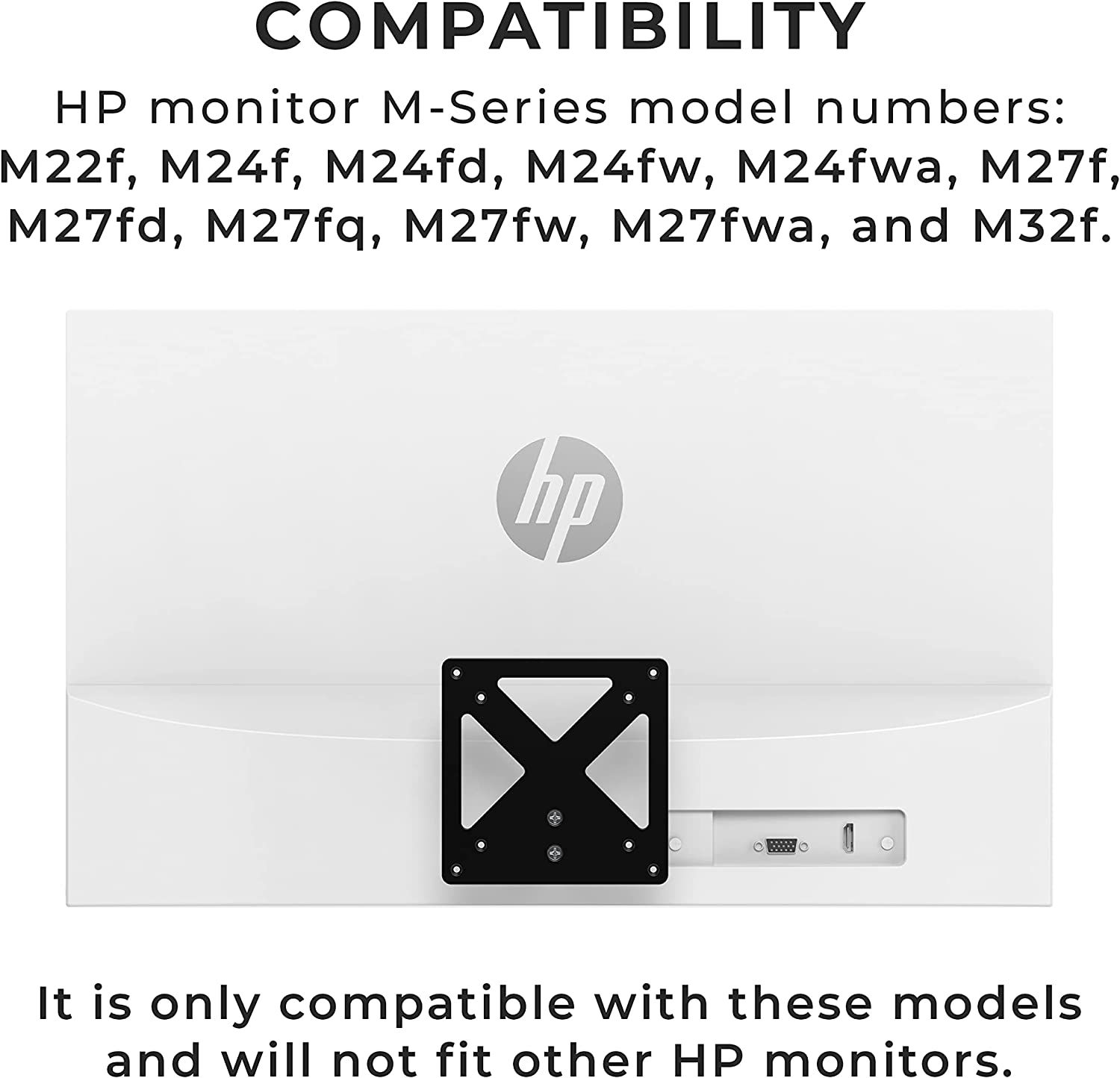 HumanCentric VESA Mount Adapter for HP M Series Monitors M22f, M24f ...