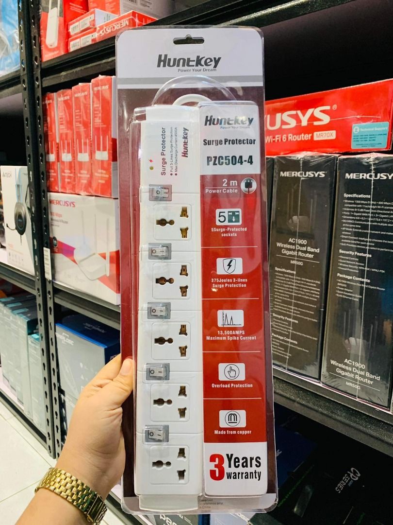 Huntkey PZC504-4 Surge Protection 5 Socket Power Strip, TV & Home ...