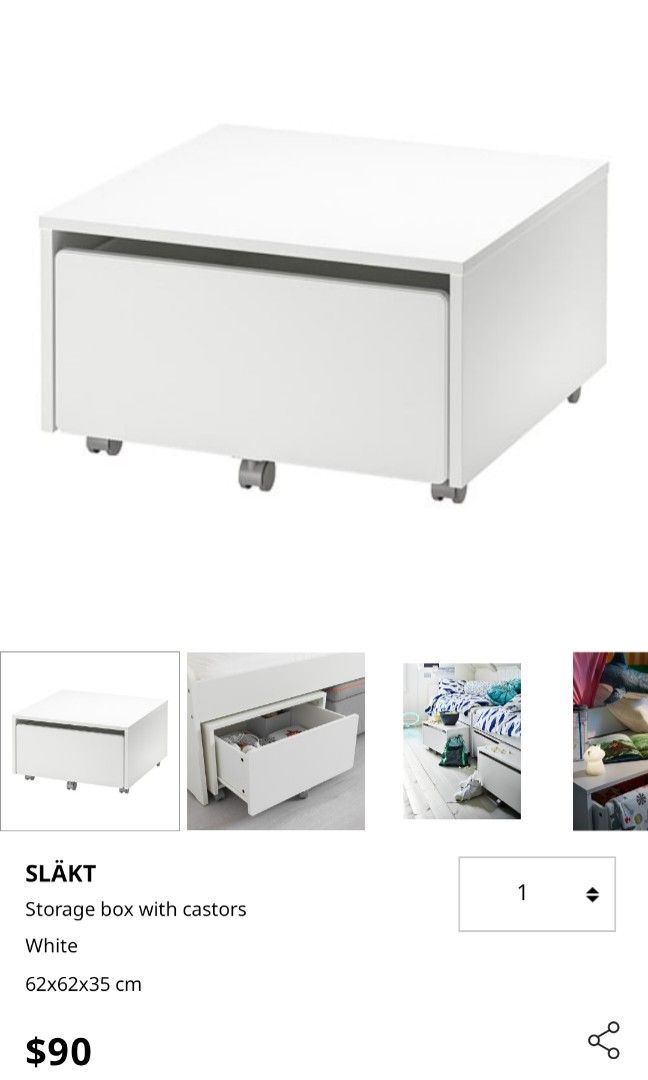 IKEA slakt under the bed storage drawer coffee table, Everything Else on Carousell