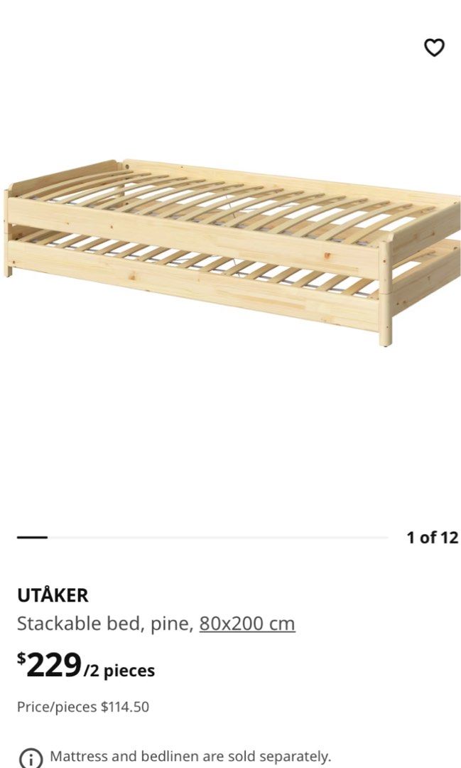 IKEA UTACKER Stackable Bed (2 single frames), Furniture & Home Living, Furniture, Bed Frames ...