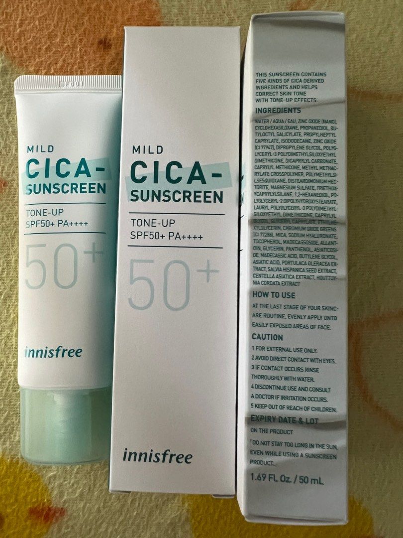 Innisfree Mild Cica Sunscreen Tone Up SPF50+ PA++++ 50ml, Beauty ...