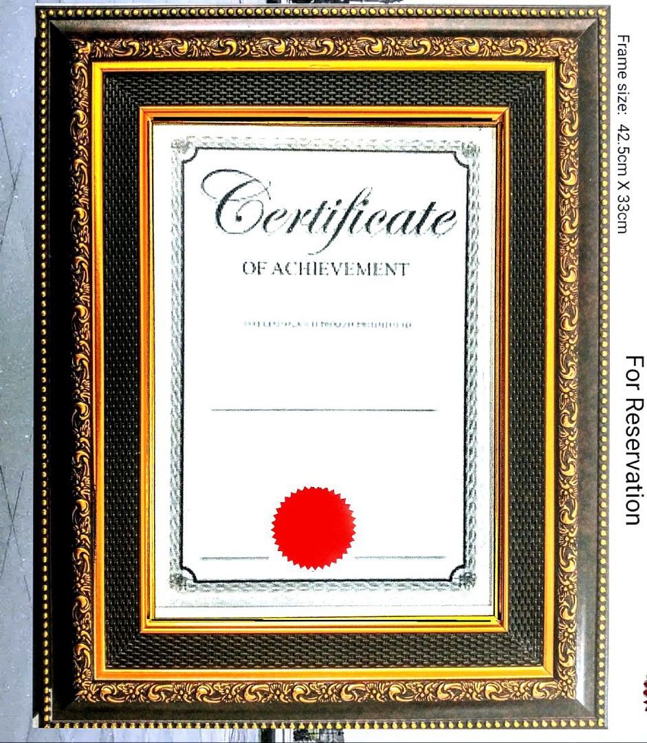 (INSTOCK) Grand Certificate Frame. Fits Standard A4 size., Furniture ...