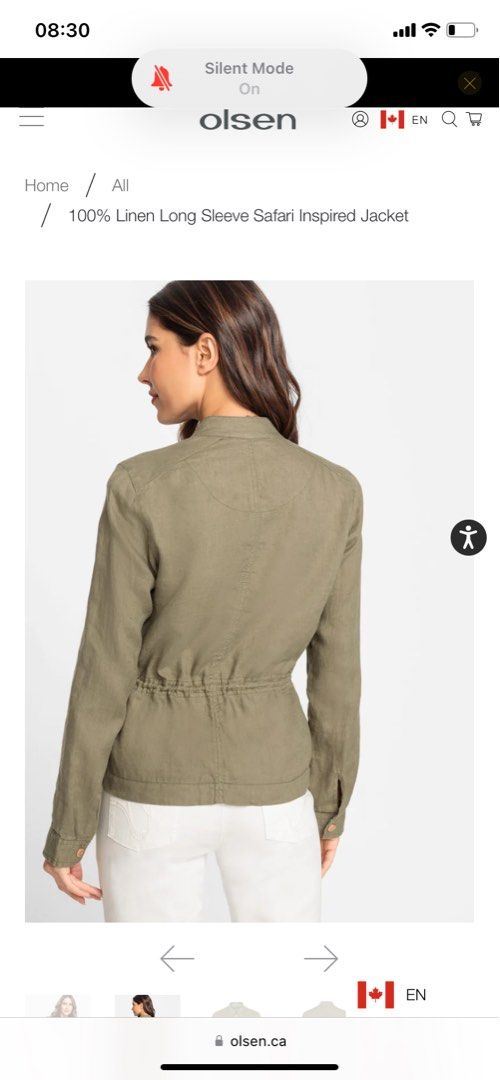 Olsen Linen safari Jacket Olive green, Women's Fashion, Coats, Jackets ...