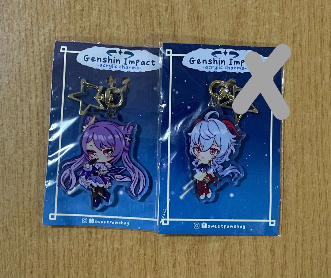 keqing ganyu keychain charm fanart Genshin Impact, Hobbies & Toys, Toys ...