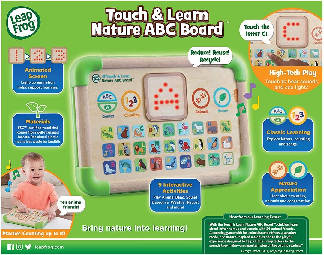 Leapfrog Wooden Touch and Learn Nature ABC Board, Hobbies & Toys, Toys ...