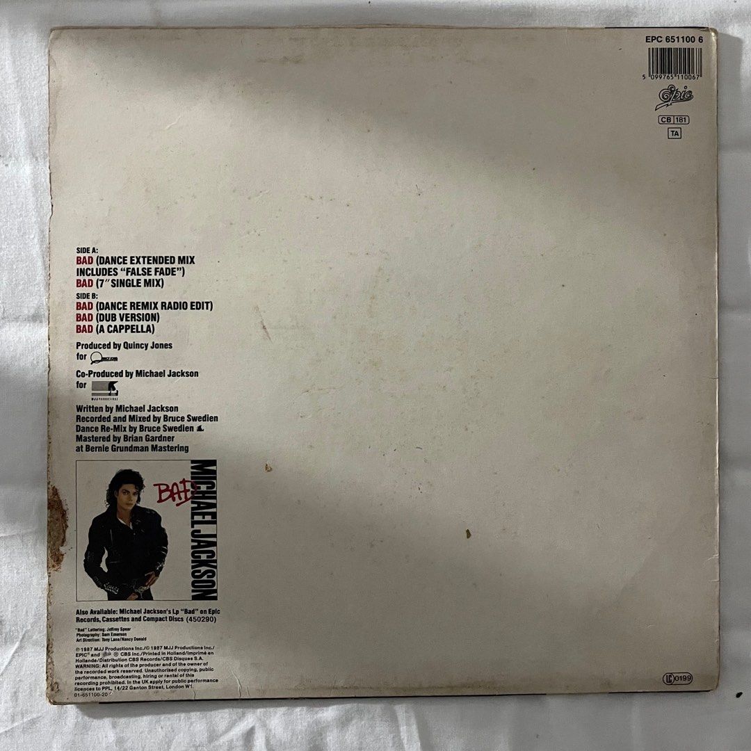 LP / Vinyl Michael Jackson - Bad (Single), Musik & Media, CD, DVD ...
