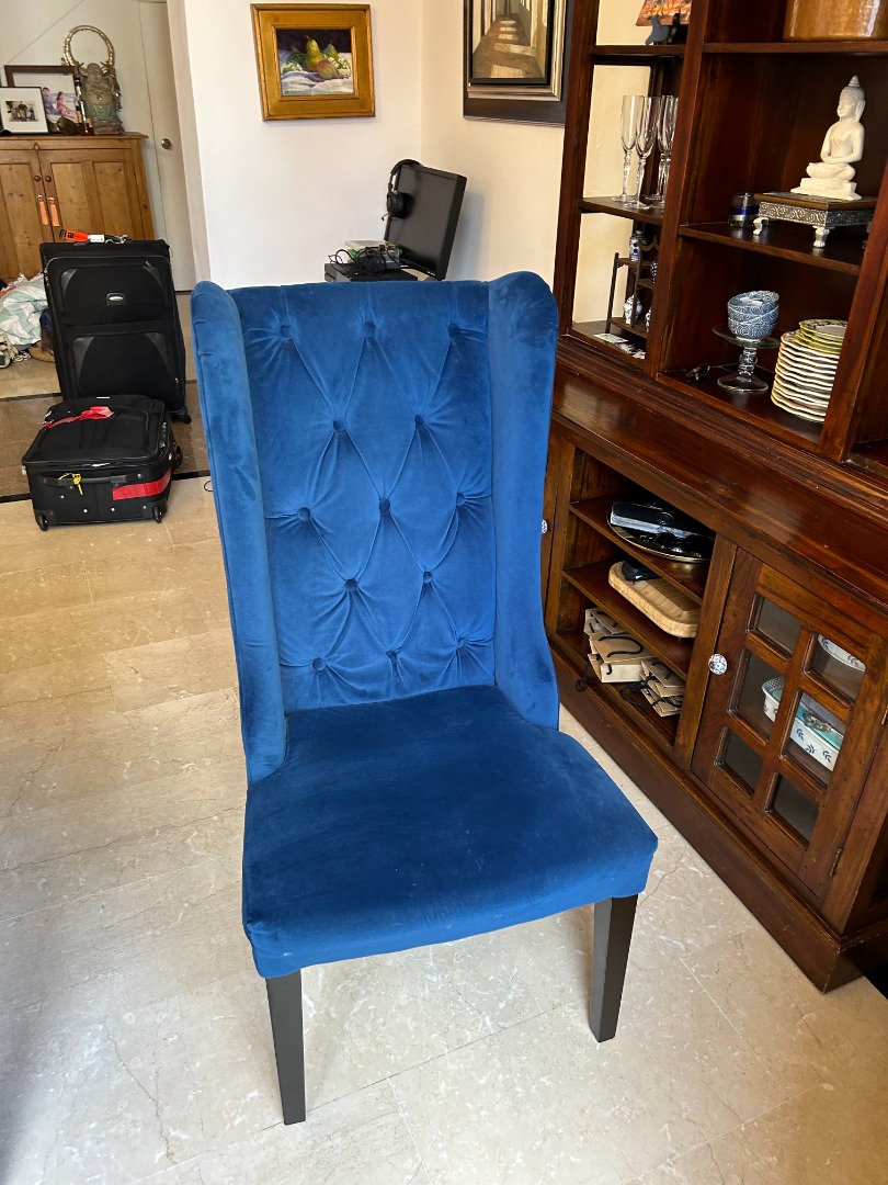 Luxury Blue Fabric Chair, Furniture & Home Living, Furniture, Chairs on ...