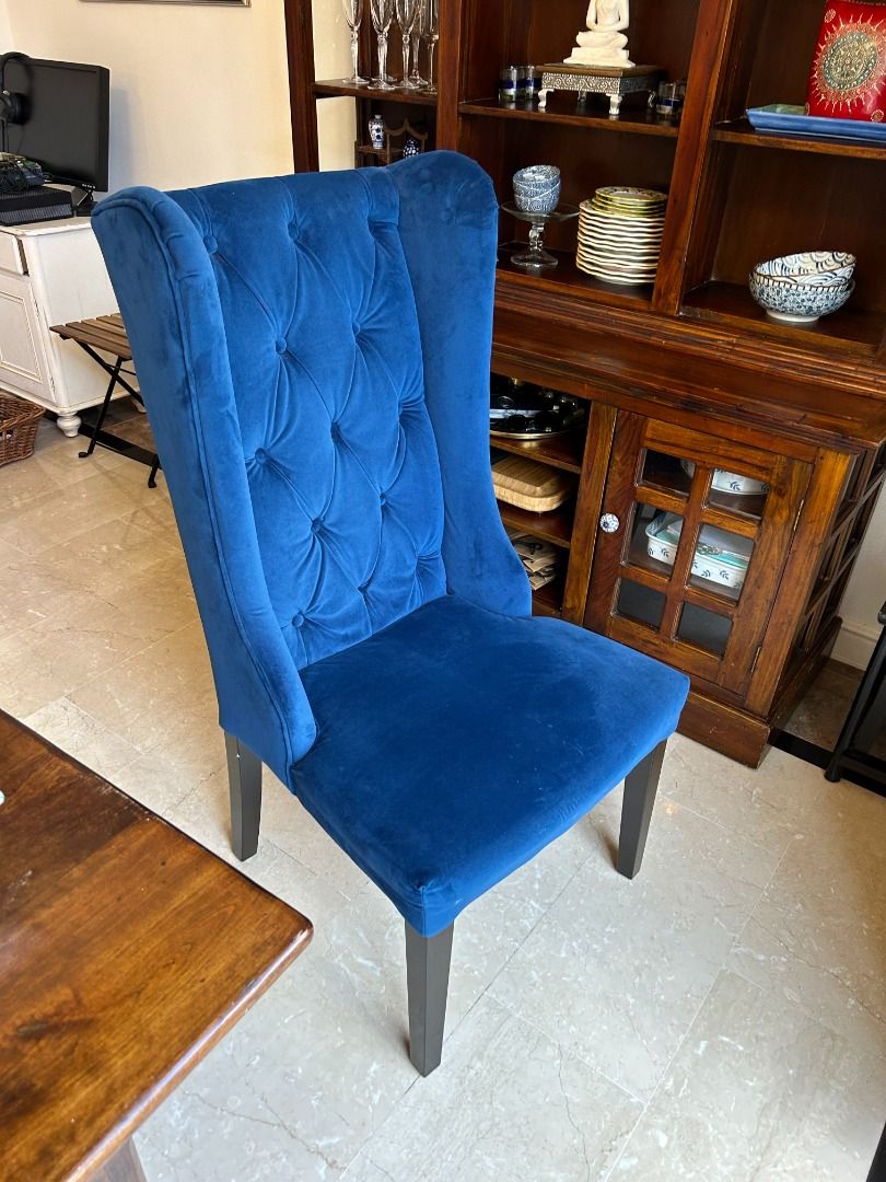 Luxury Blue Fabric Chair, Furniture & Home Living, Furniture, Chairs on ...