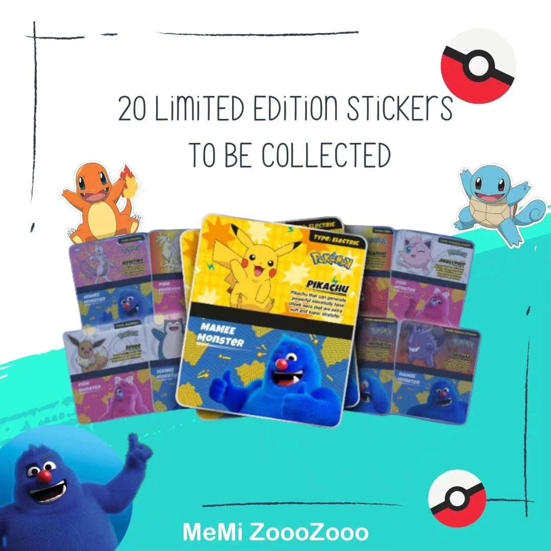 Mamee Monster Pokemon Limited Edition Sticker card _ Full Set - 20/20 ...