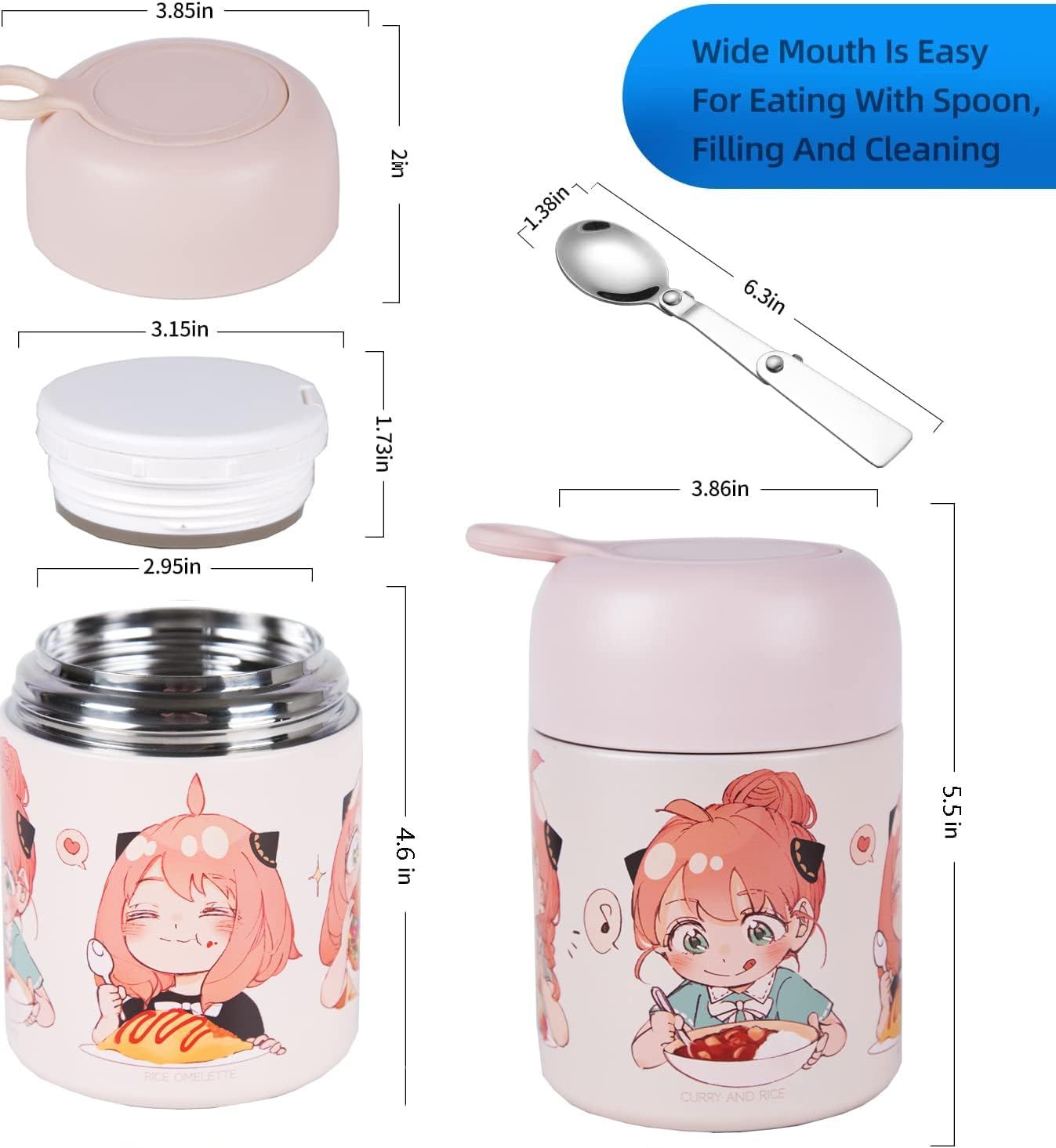 Maxerkeep Food Thermos japanese anime Anya Forger 17oz Vacuum Insulated ...