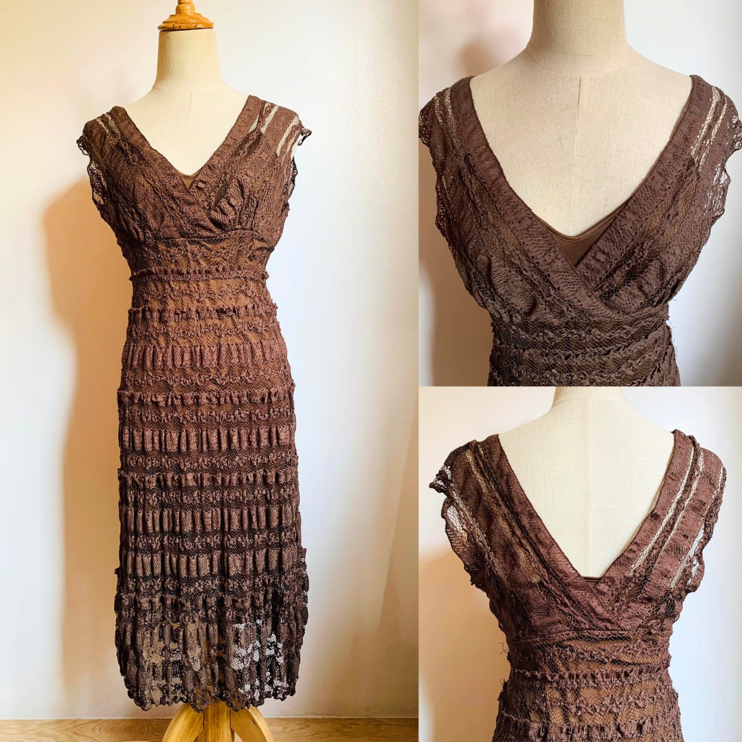 Maxx Elegant Preloved Laced Stretched Small Maxi Dress, Women's Fashion ...
