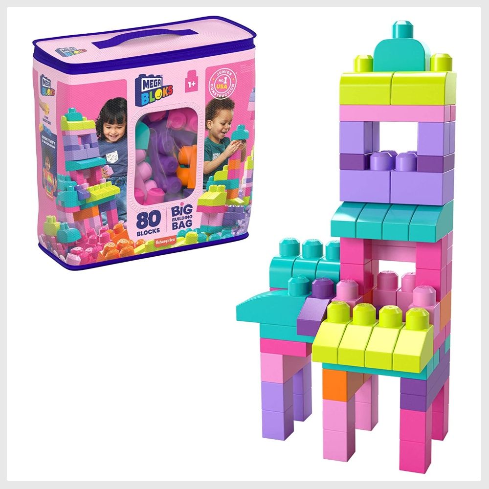 Mega Bloks Big Building Bag, Pink, 80 Piece, Hobbies & Toys, Toys ...