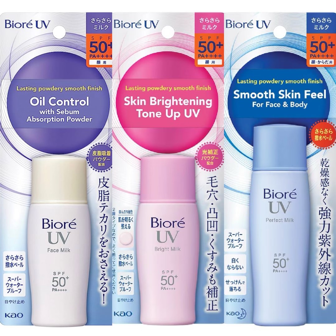 Biore UV Sunblock (Face Milk, Bright Milk, Perfect Milk) SPF50+ PA ...