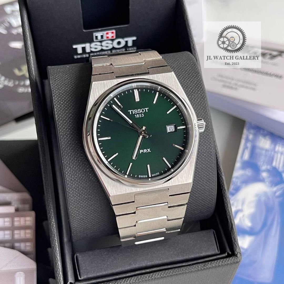 Original Tissot PRX Quartz GREEN unisex, Luxury, Watches on Carousell