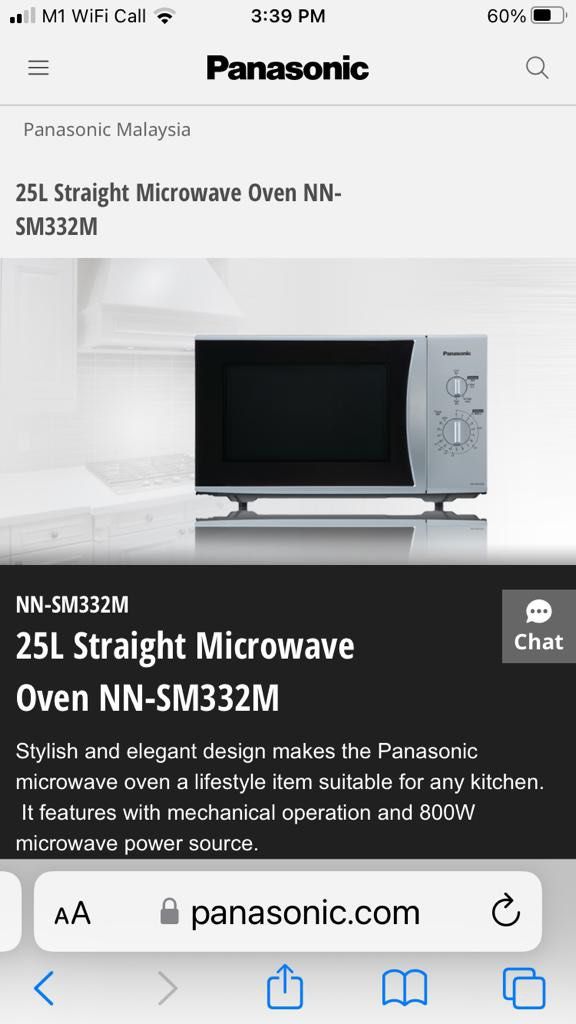 Panasonic microwave oven 25L - NN-SM332M, TV & Home Appliances, Kitchen ...