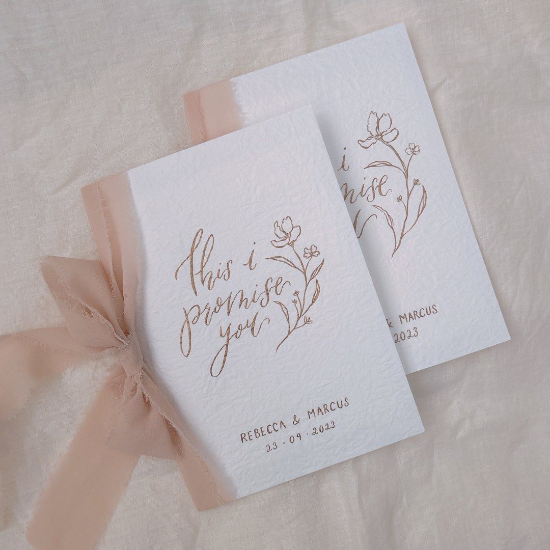 A5 Handwritten Calligraphed Wedding Vow Cards (set of 2), Hobbies ...