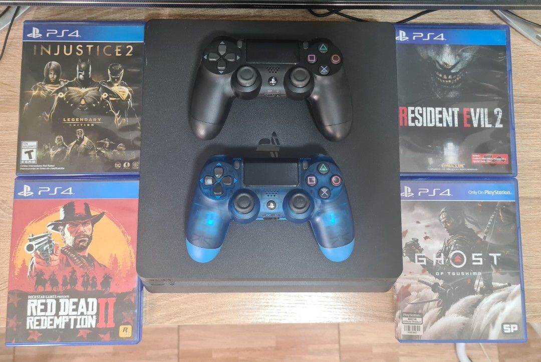 PS4 Slim 1 TB with 2 controllers & 4 games, Video Gaming, Video Game Consoles, PlayStation on ...
