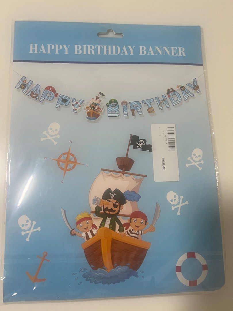 [Ready Stock] Pirate Captain| Pirate Boat themed Happy birthday banner ...