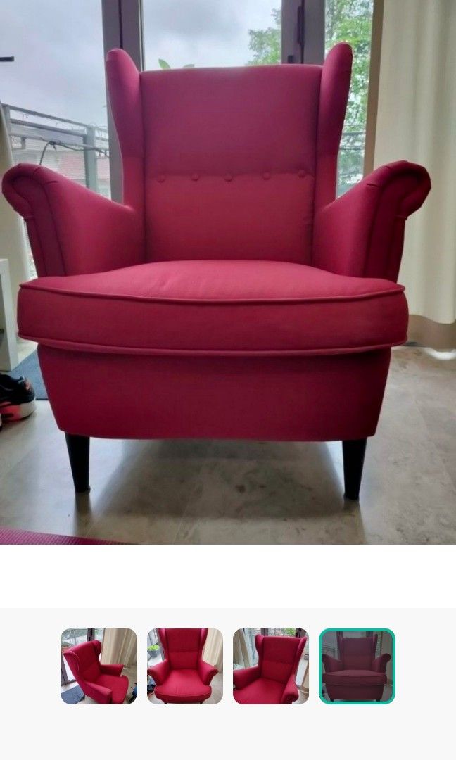 Red IKEA armchair, Furniture & Home Living, Furniture, Chairs on Carousell