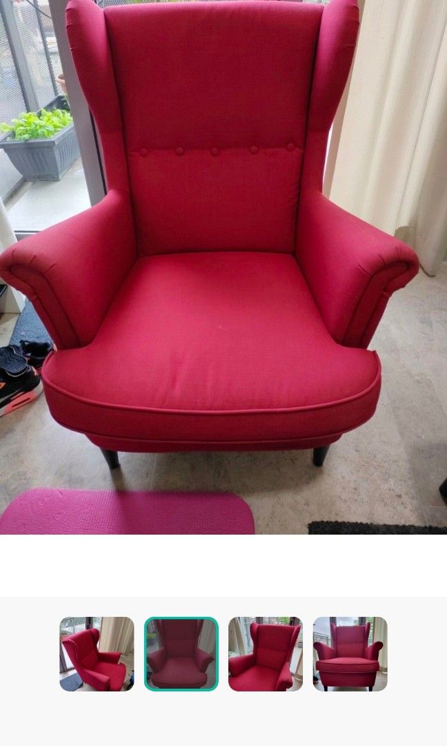 Red IKEA armchair, Furniture & Home Living, Furniture, Chairs on Carousell
