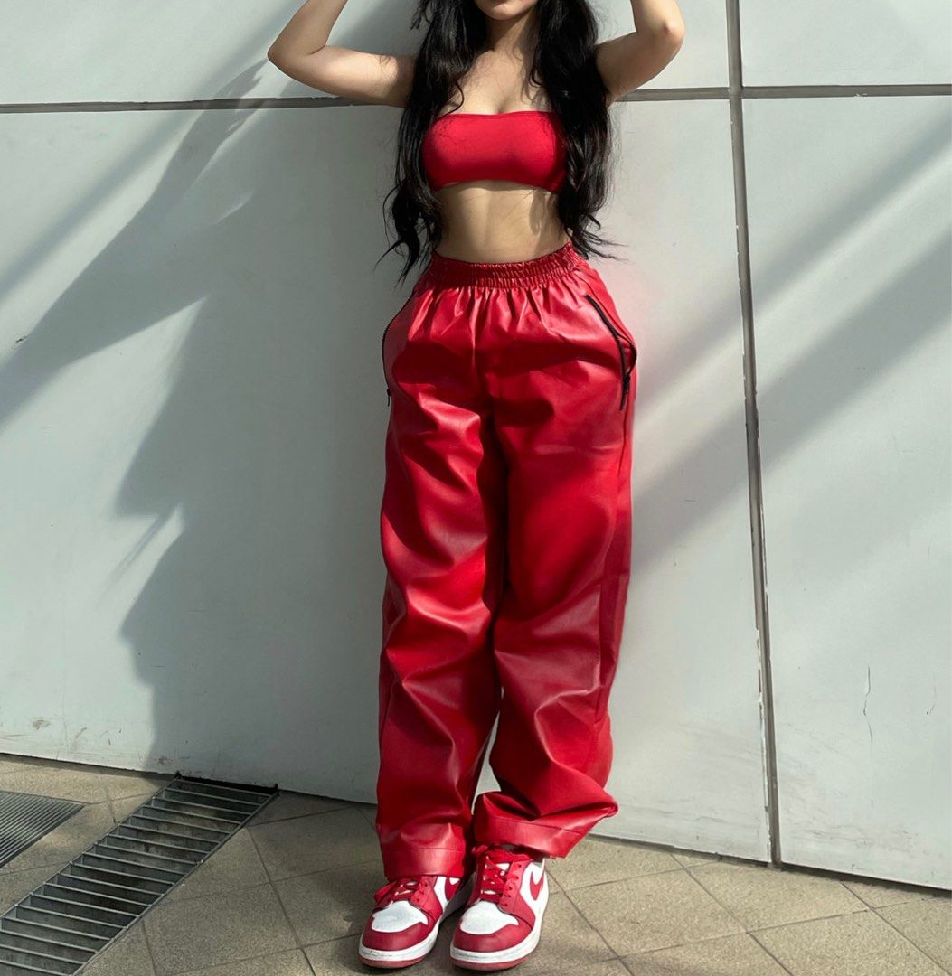 Red Leather Pants On Carousell