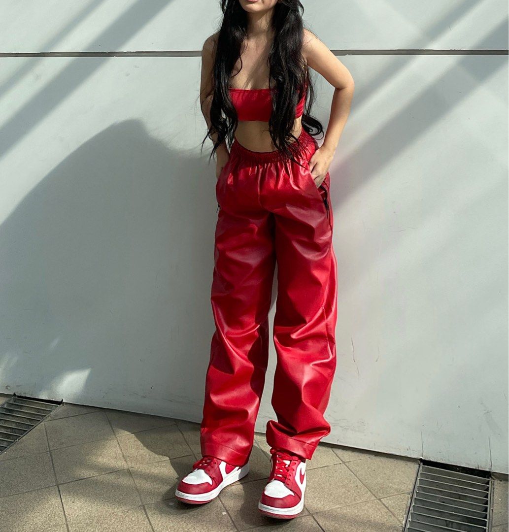 Red Leather Pants On Carousell