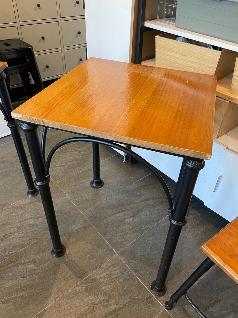 Rustic cafe tables- solid wood top and metal frame, Furniture & Home ...