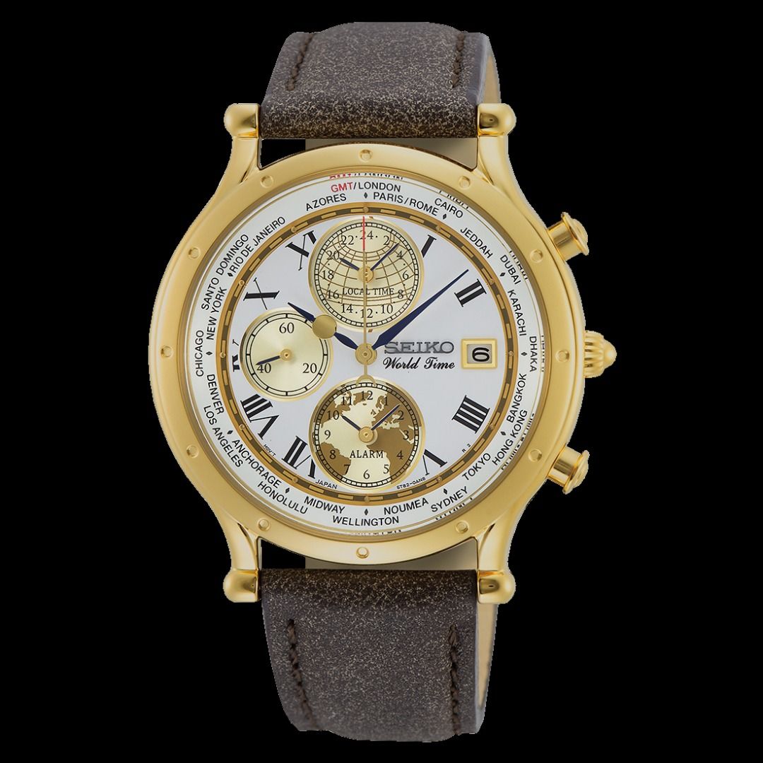 Seiko World Time 30th Anniversary Age of Discovery Gold Accent White ...