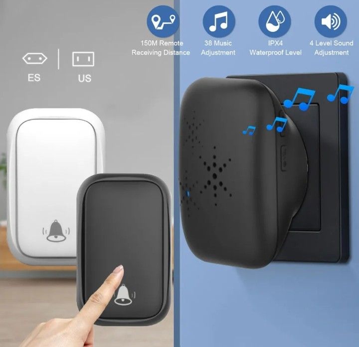 [SG Brand] Self Powered Doorbell Long Range Wireless Waterproof 100m ...