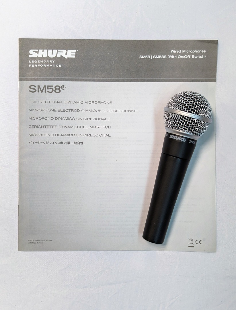 Shure SM58 Cardioid Unidirectional Dynamic Vocal Microphone, Audio, Microphones on Carousell