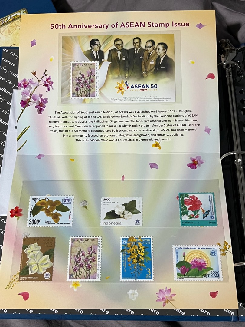 SINGAPORE 2017 50TH ANNIVERSARY OF ASEAN JOINT STAMP ISSUE FOLDER ...