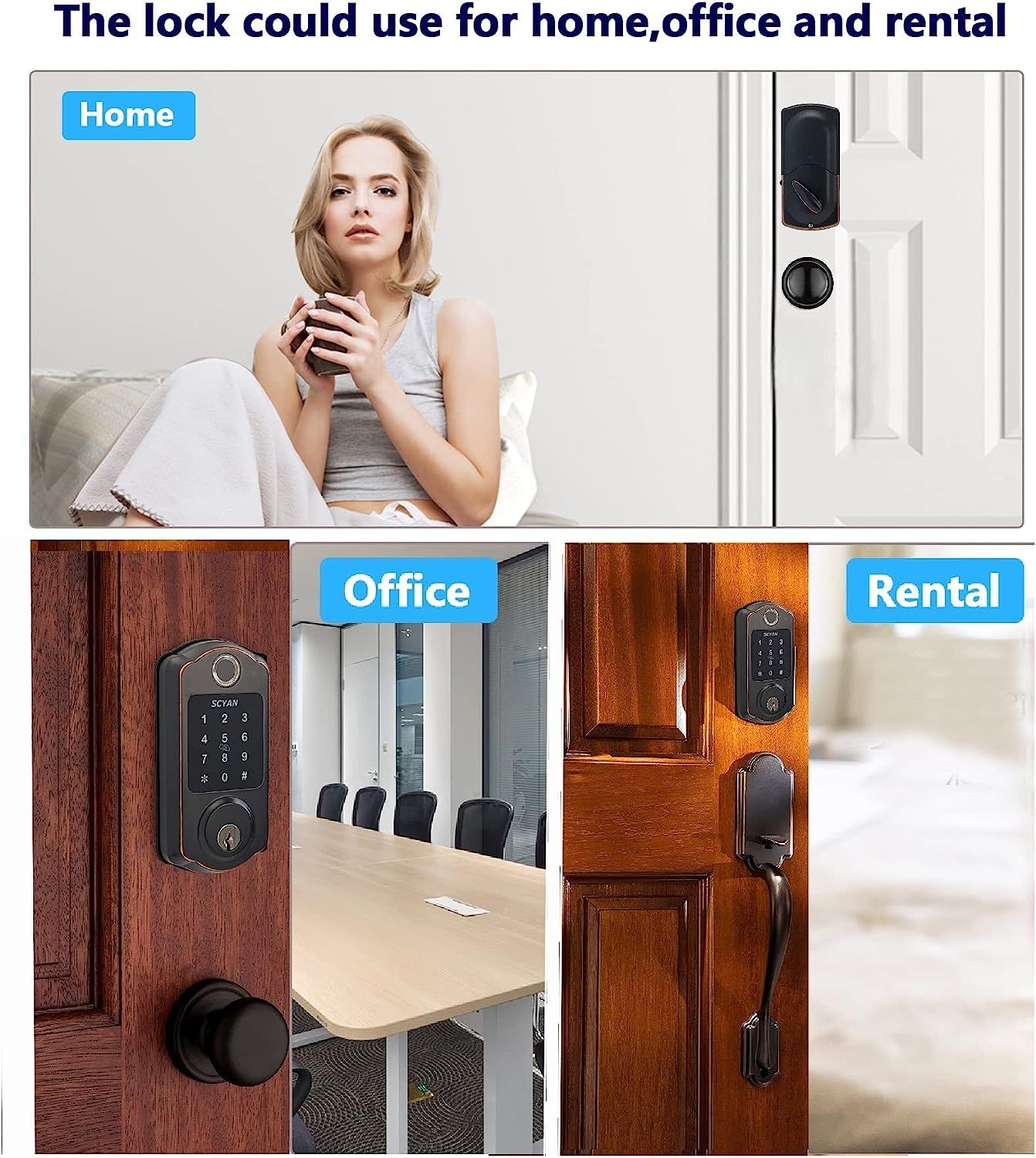Smart Deadbolt Lock, SCYAN D7 Fingerprint Deadbolt with Touchscreen ...