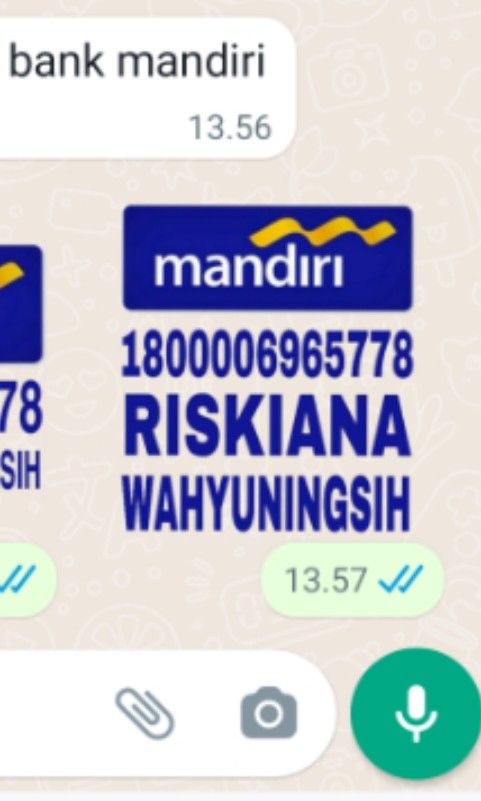 Stiker Washap Nomor Rekening Bank (Bank apa saja bisa) silahkan request ...