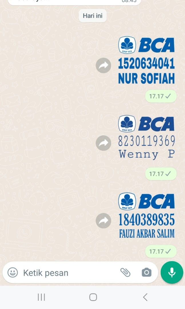 Stiker Washap Nomor Rekening Bank (Bank apa saja bisa) silahkan request ...