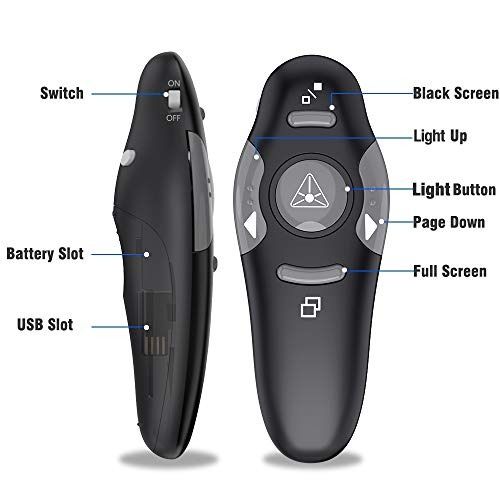 [Stockist.SG] DinoFire Wireless Presenter, RF 2.4GHz Remote Presentation USB Control PowerPoint ...