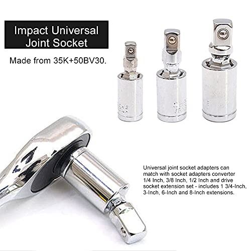 Impact Universal Joint Socket Sets 1/4 Inch, 3/8 Inch, 1/2 Inch Swivel ...