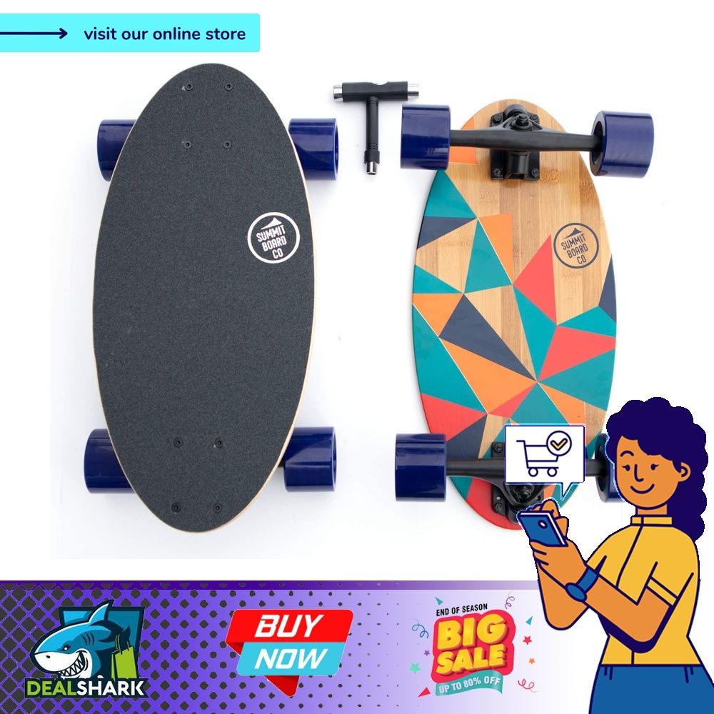 Summit Board Co Short Longboard Skateboard Deck with Precision Bearings ...