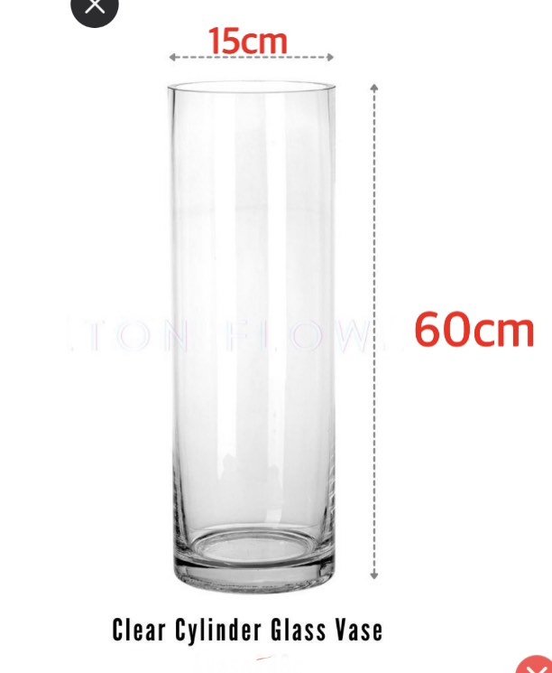 60cm Tall Cylinder Glass Vase, Furniture & Home Living, Home Decor ...