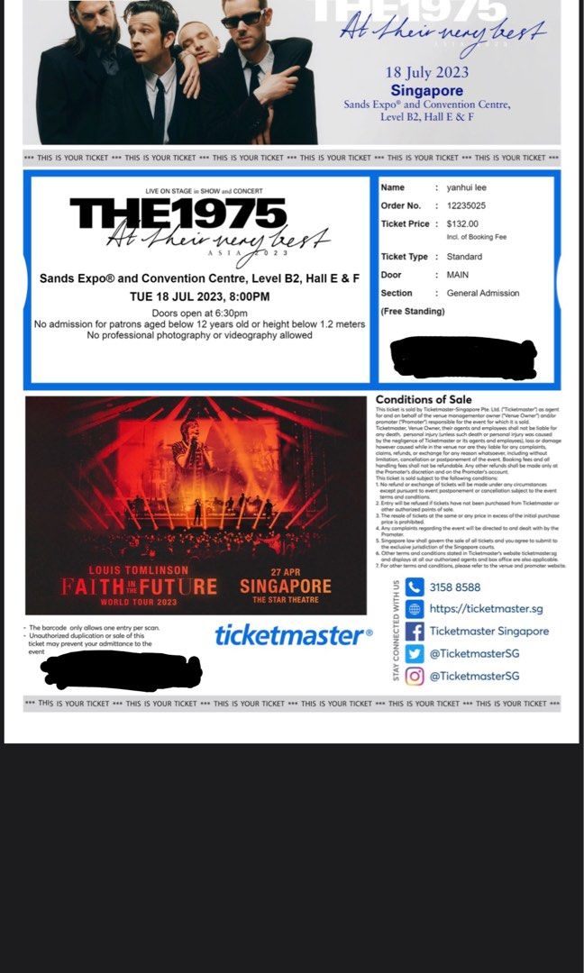 the 1975 - july 18th e-ticket, Tickets & Vouchers, Event Tickets on ...