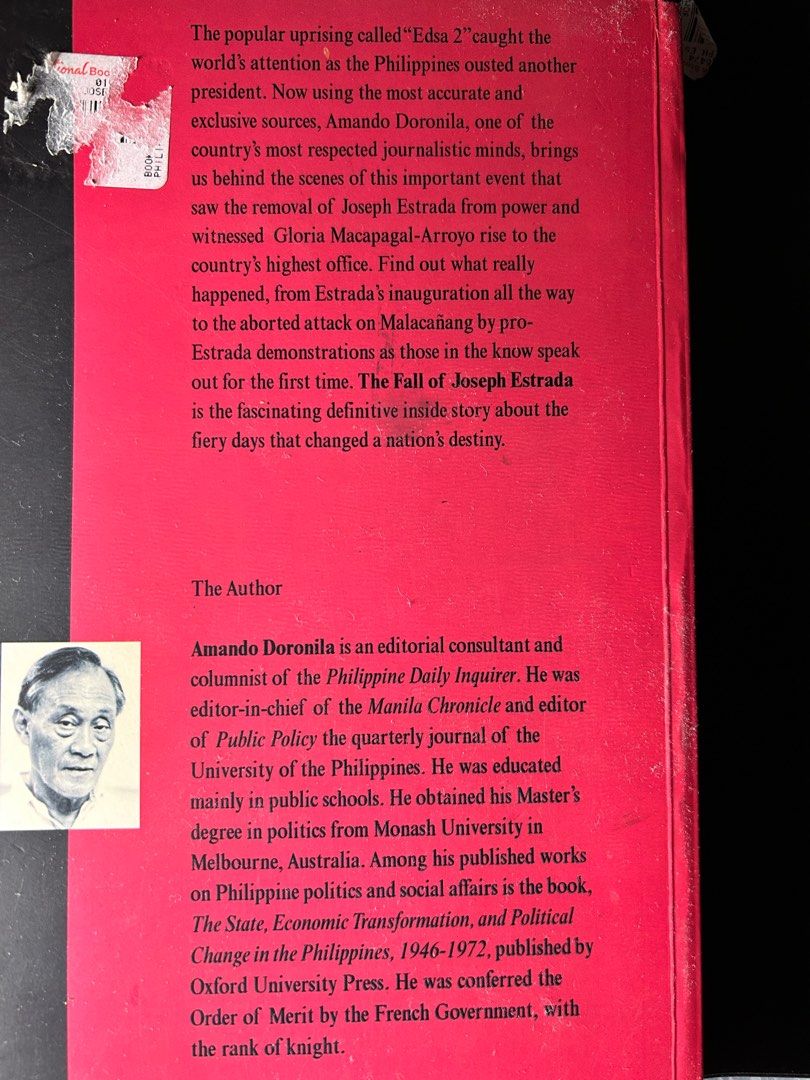 The Fall of Joseph Estrada The Inside Story by Amando Doronila, Hobbies ...
