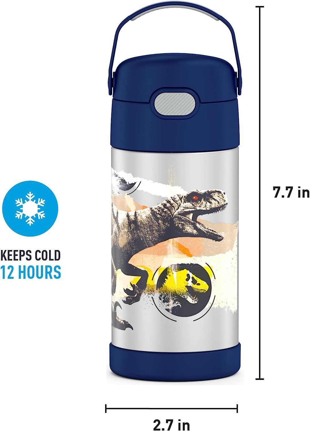 THERMOS Jurassic World: Dominion FUNTAINER 12 Ounce Stainless Steel Vacuum Insulated Kids Straw ...