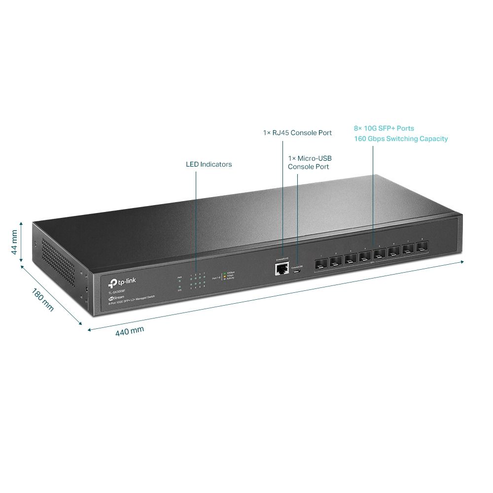 TP-Link TL-SX3008F - JetStream 8-Port 10GE SFP+ L2+ Managed Switch | 10G Lightning-Fast ...