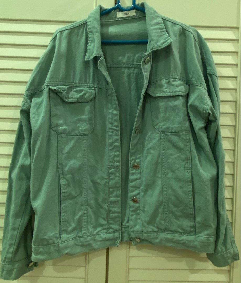 Turquoise green denim jacket, Women's Fashion, Coats, Jackets and ...