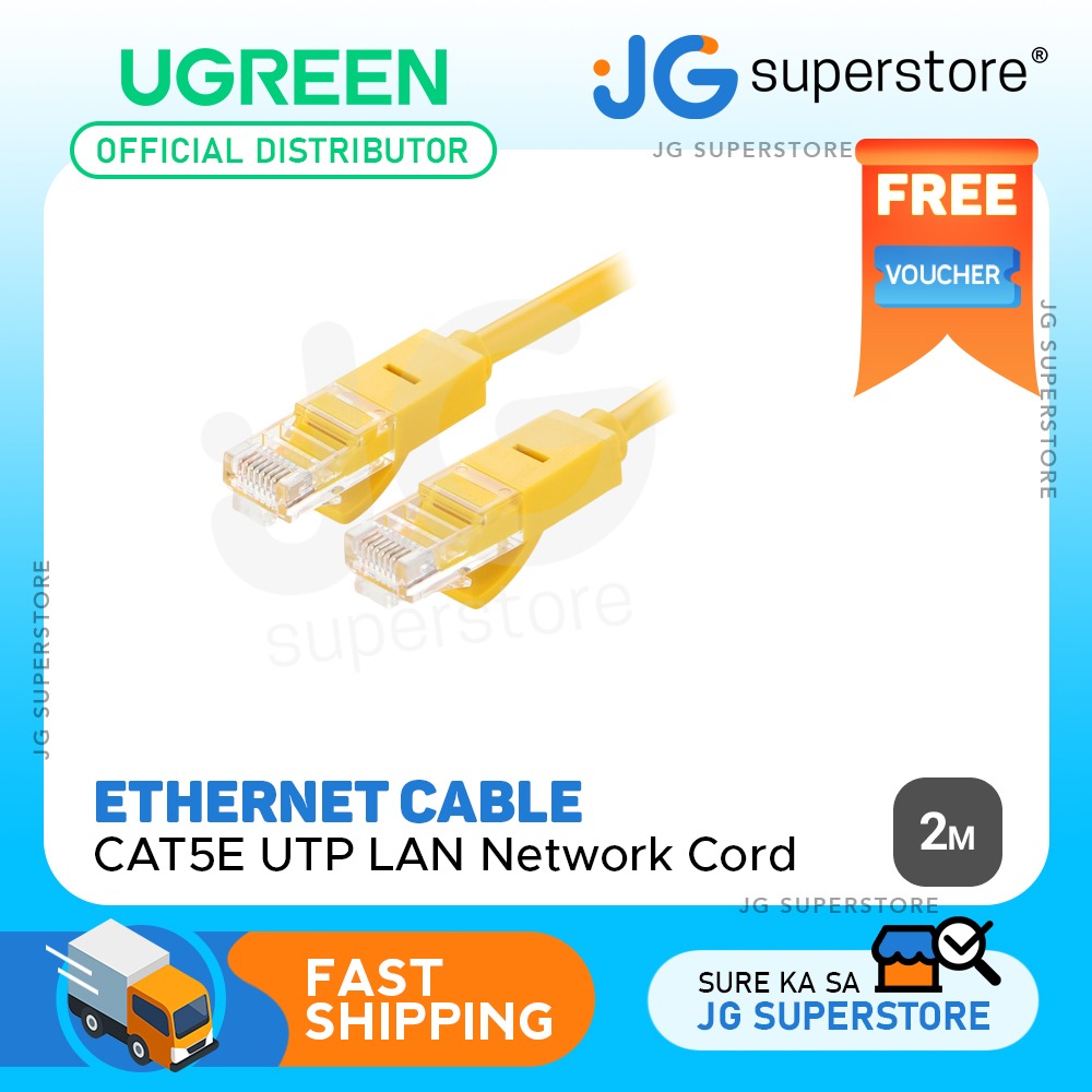 UGREEN CAT5e UTP LAN Ethernet Yellow Cable 1000Mbps Gigabit RJ45 Patch ...