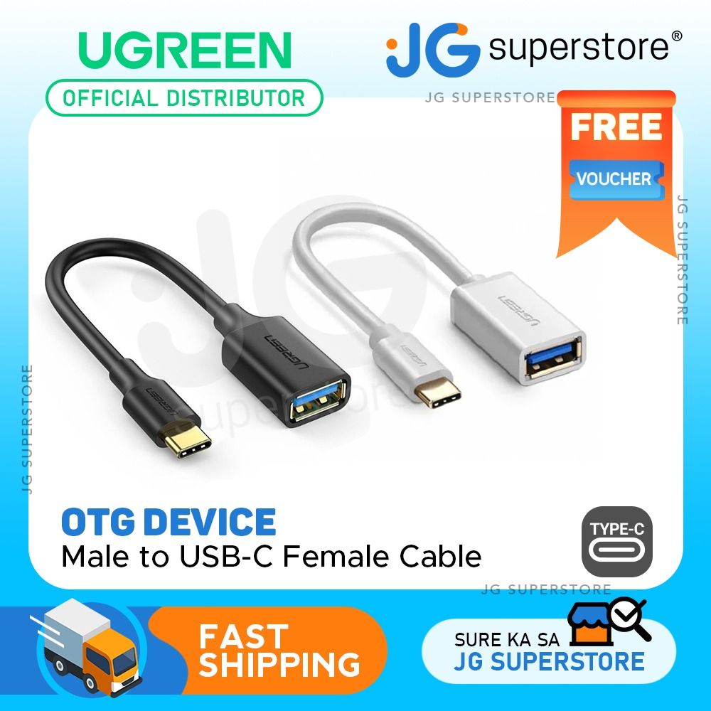 UGREEN High Speed OTG Male to USB-C 3.0 Female Cable (Black, White ...
