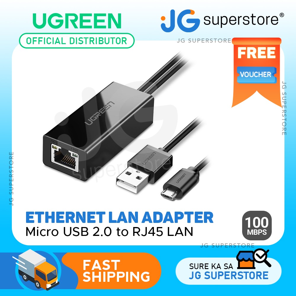 UGREEN Micro USB 2.0 to RJ45 LAN Adapter with 100 Mbps Network Speed ...